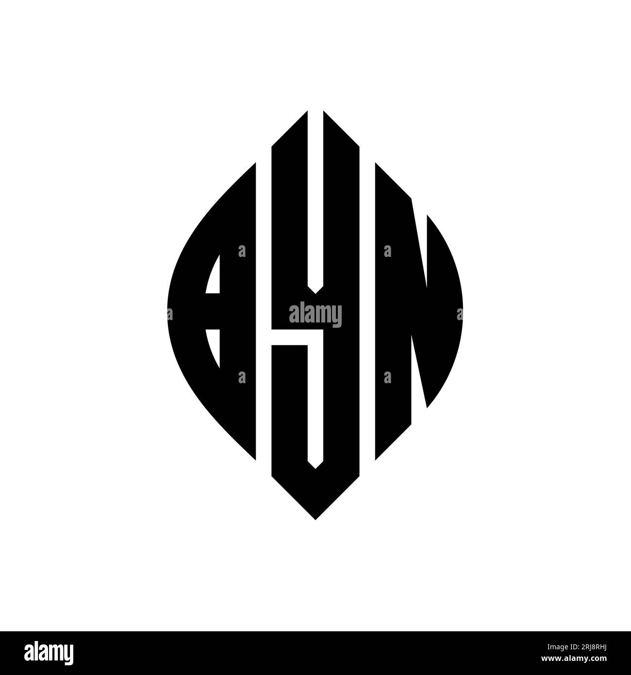BYN circle letter logo design with circle and ellipse shape. BYN ...