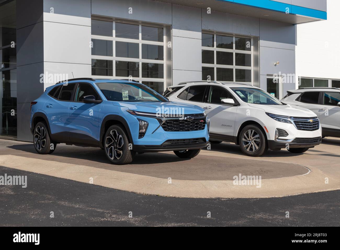 West Harrison - August 20, 2023: Chevrolet Trax and Equinox display at ...