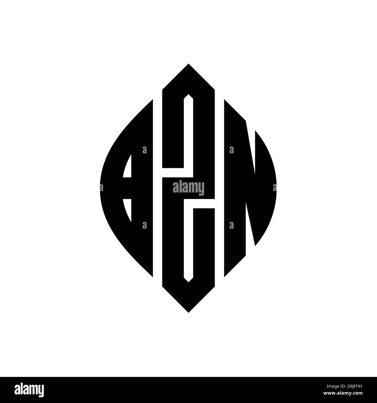BZN circle letter logo design with circle and ellipse shape. BZN ...