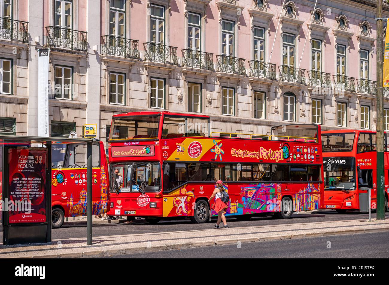 Lisbon, Portugal - July 30, 2023: Sightseeing tour buses in Lisbon's ...