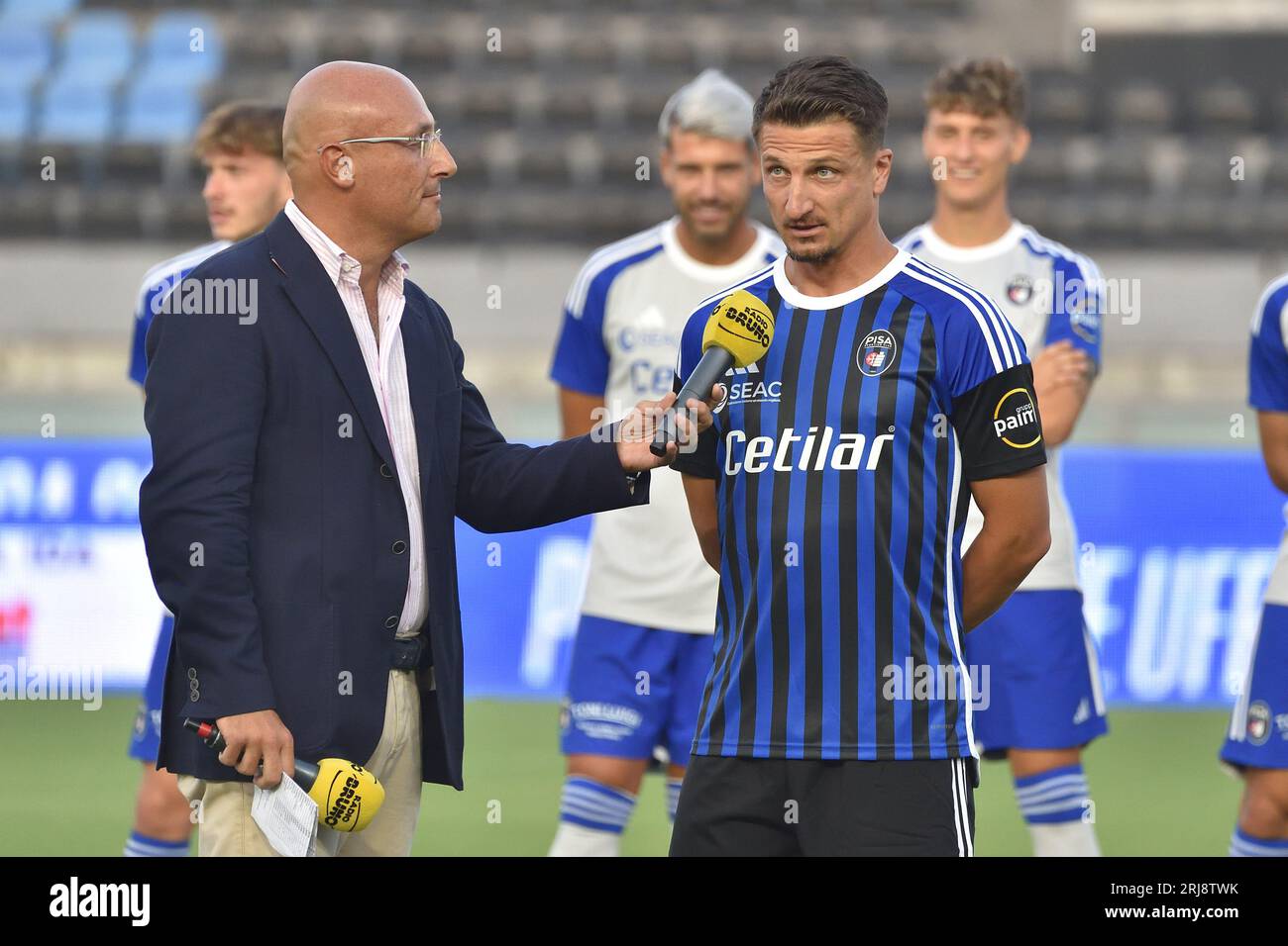 Pisa, Italy. 21st Aug, 2023. Press Agent of Pisa Riccardo Silvestri and ...