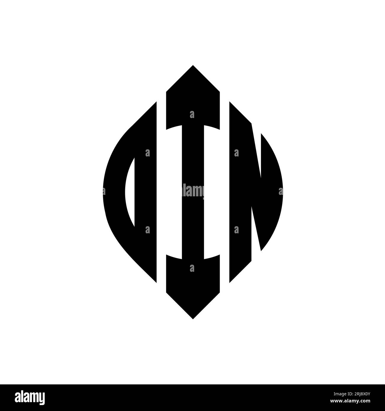 Din Circle Letter Logo Design With Circle And Ellipse Shape Din