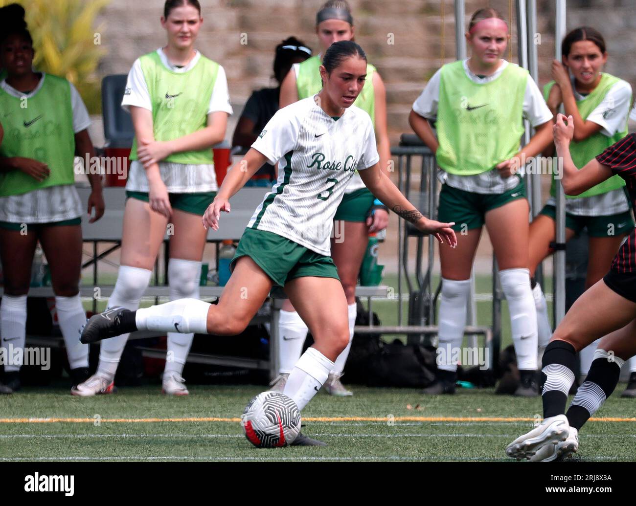 August 20, 2023: Portland State defender Kalo Iongi (3) moves the ball ...