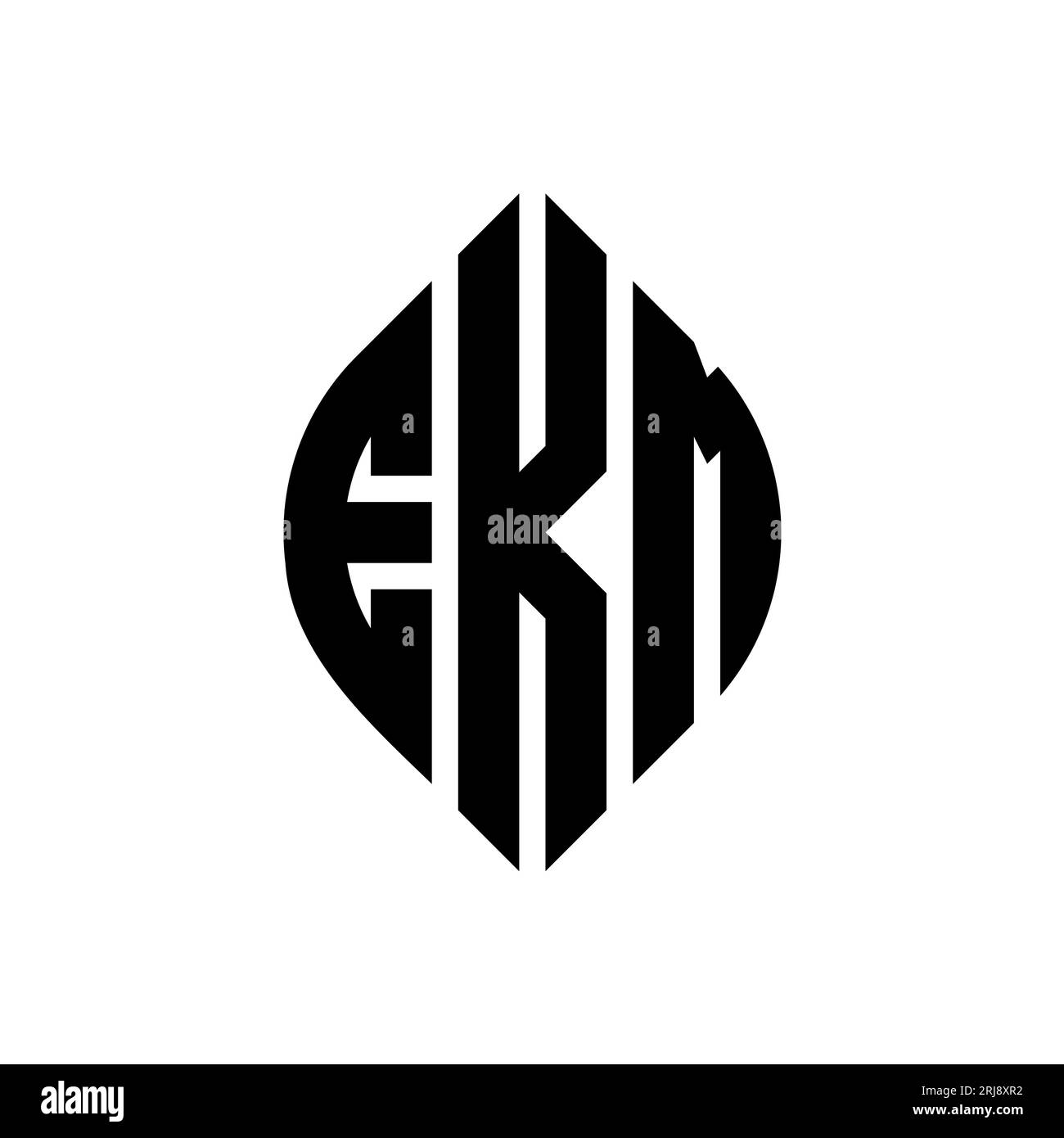 EKM circle letter logo design with circle and ellipse shape. EKM ellipse letters with ...