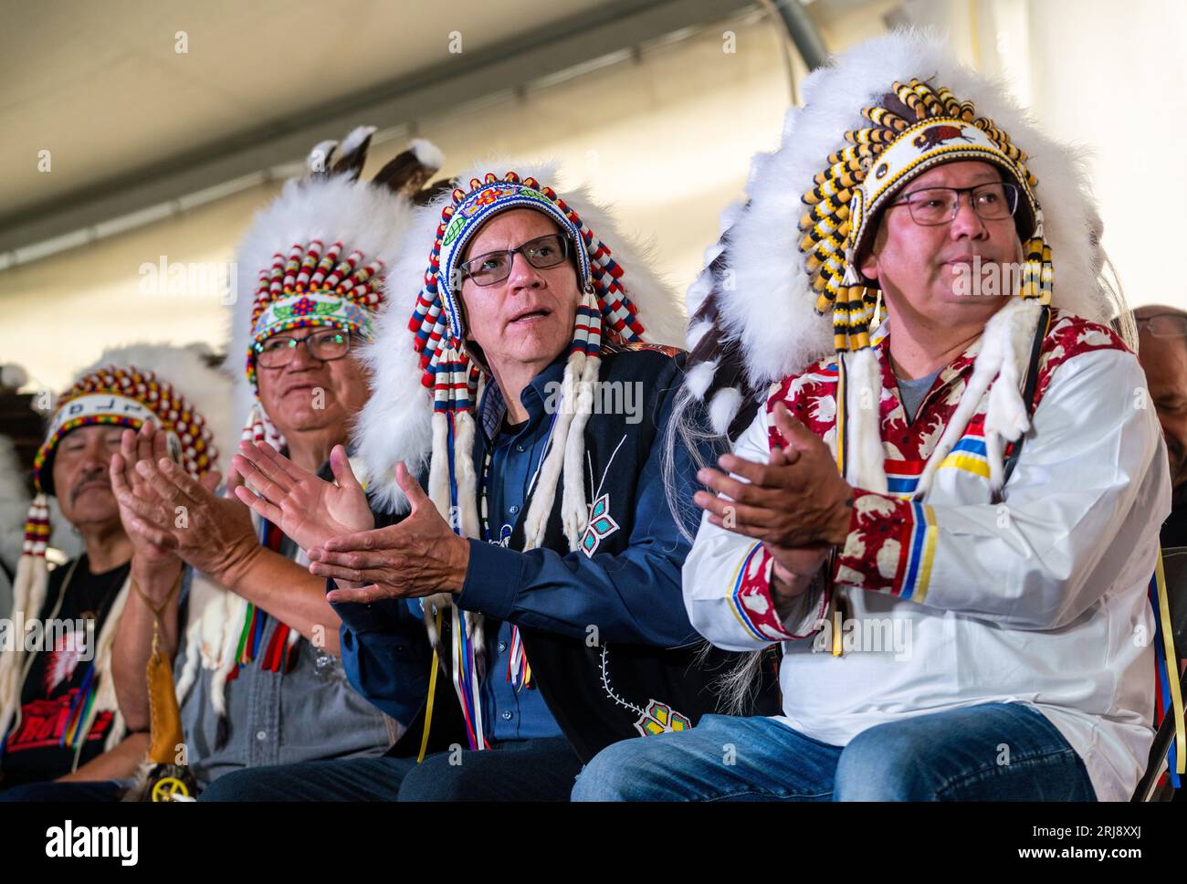 James Smith Cree Nation, Canada. 21st Aug, 2023. Chief Calvin Sanderson ...