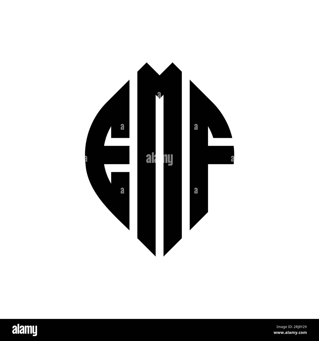 EMF circle letter logo design with circle and ellipse shape. EMF ...