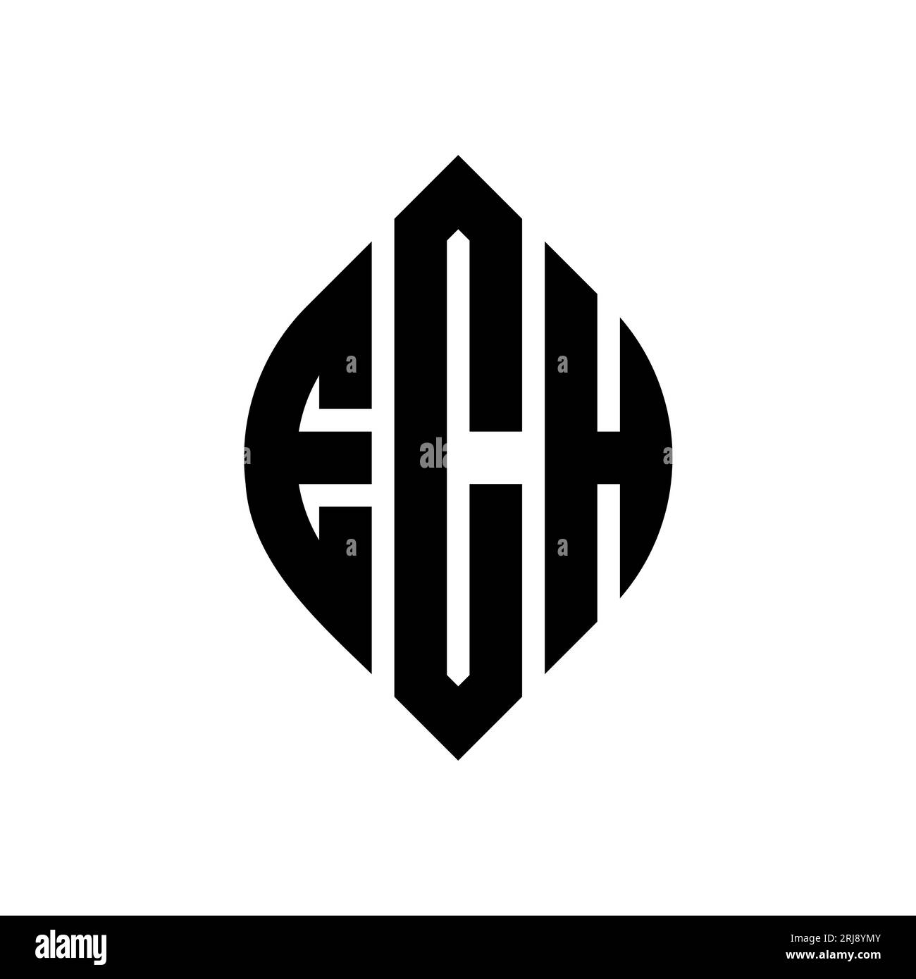 ECH circle letter logo design with circle and ellipse shape. ECH ...