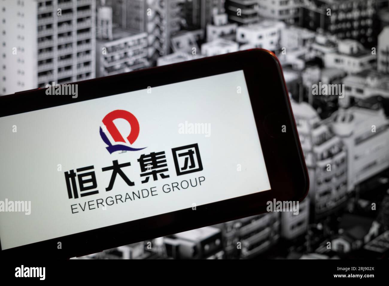 New York, New York, USA. 21st Aug, 2023. The logo of China's Evergrande ...