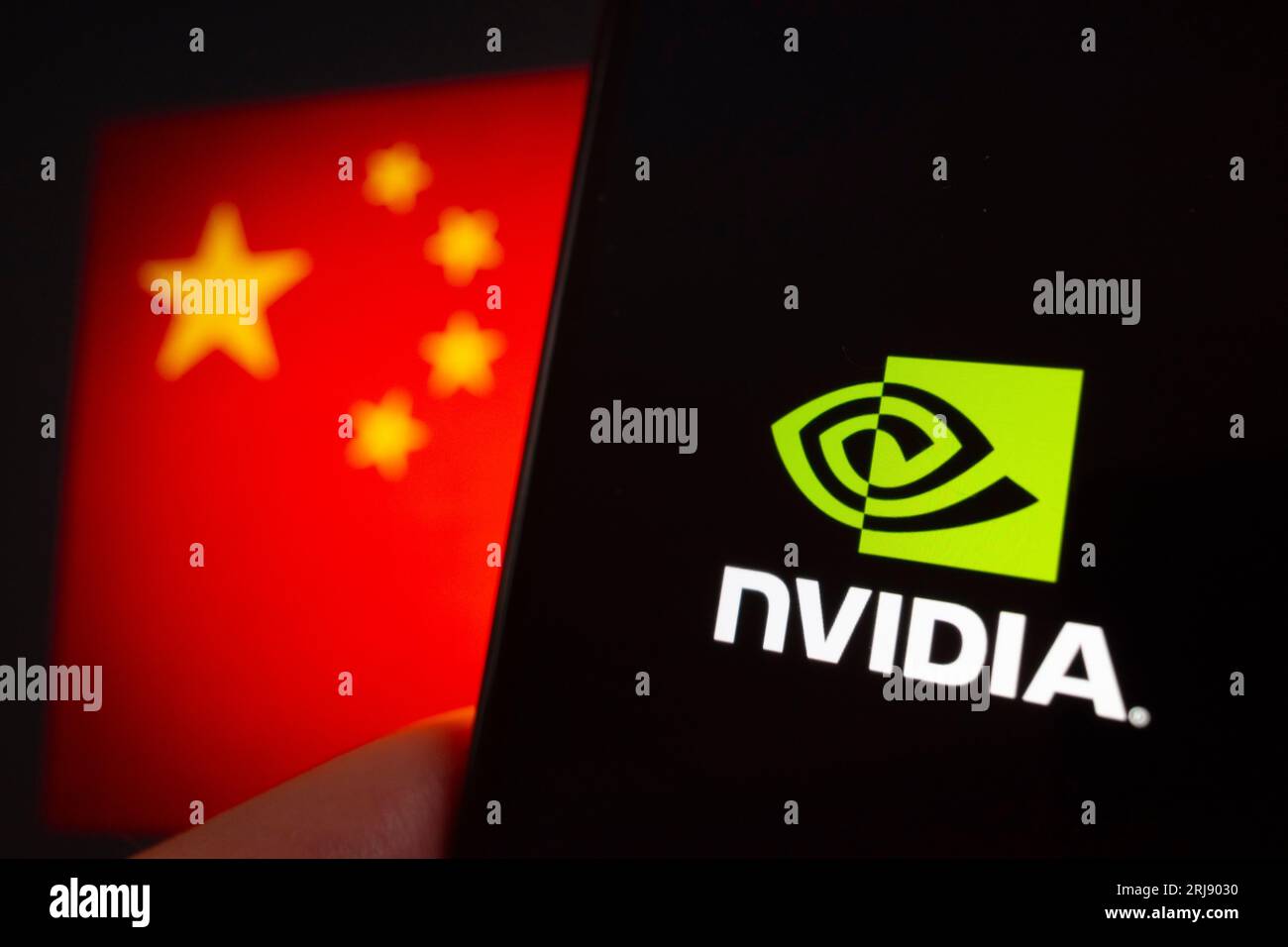 Santa Clara, California, USA. 21st Aug, 2023. The NVIDIA logo next to ...