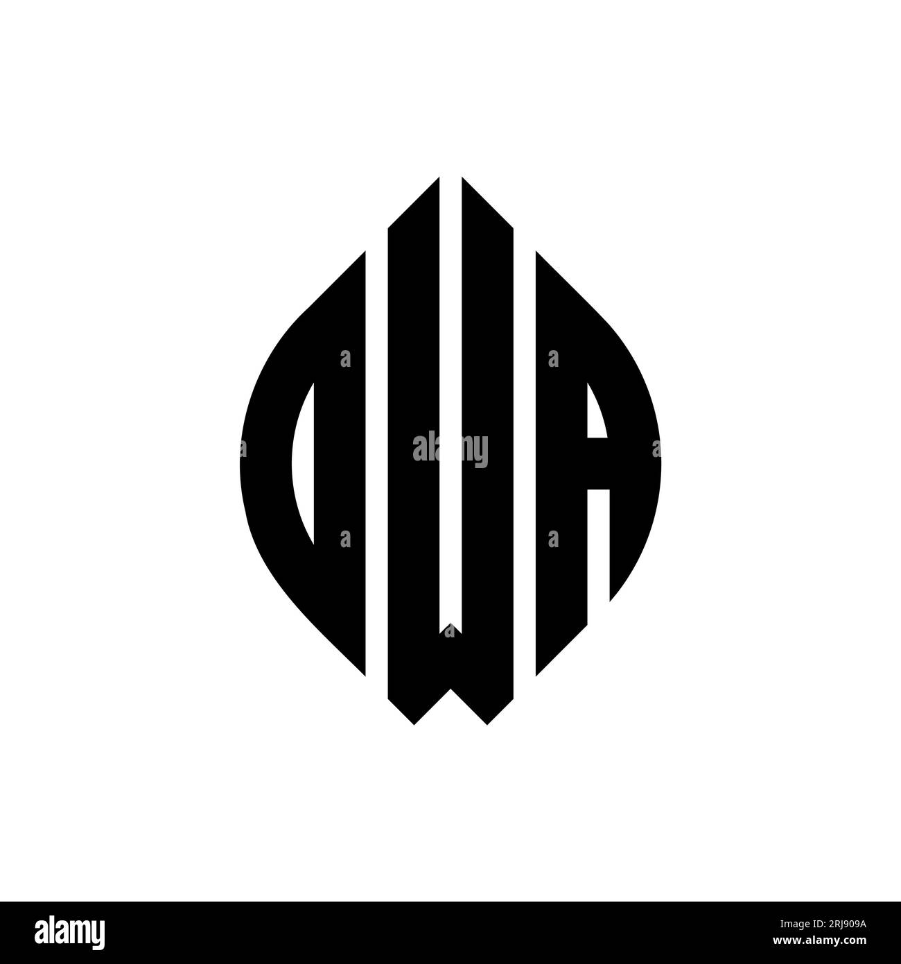 DWA circle letter logo design with circle and ellipse shape. DWA ...