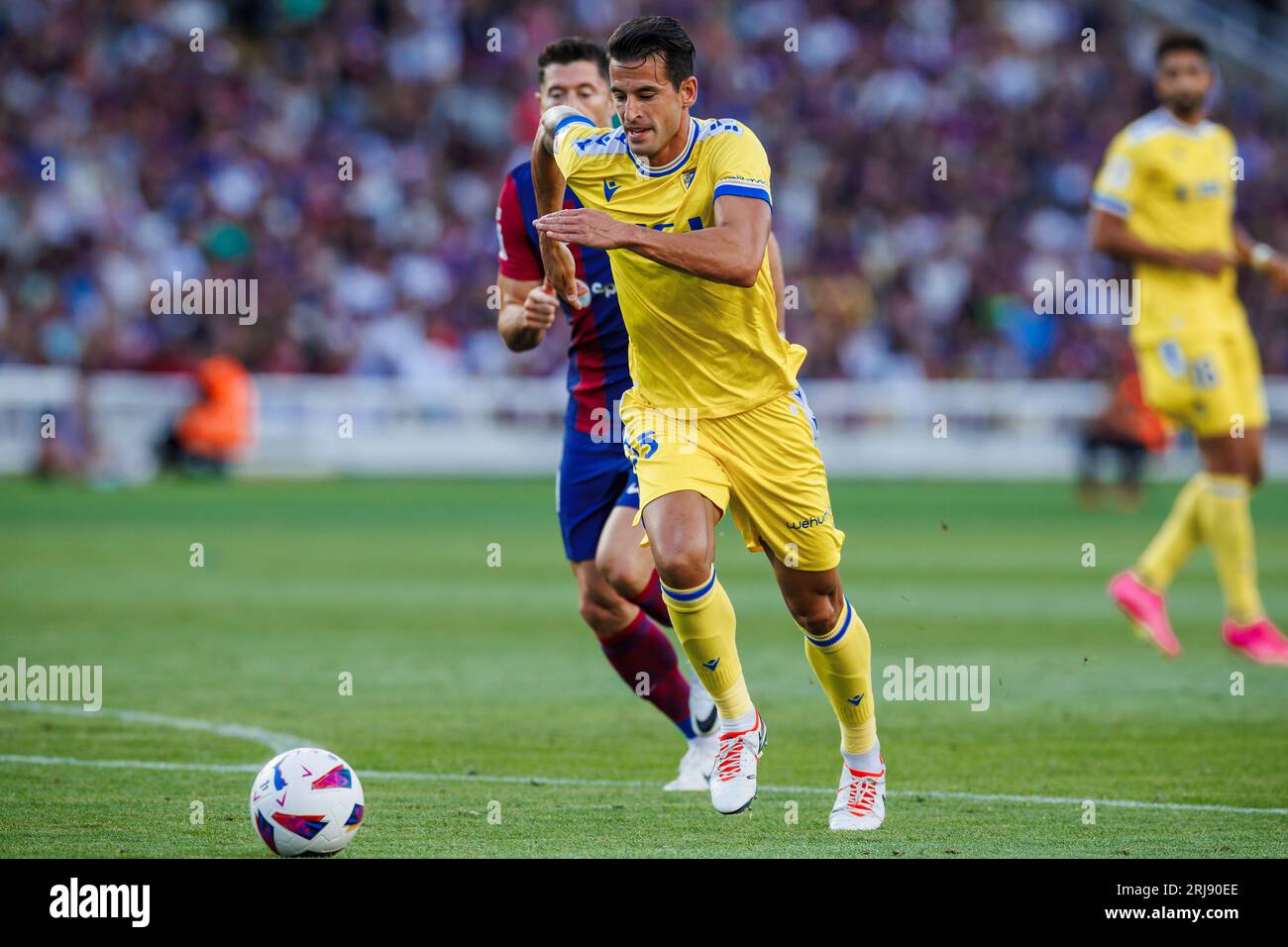 Barcelona, Spain. 20th Aug, 2023. Javi Hernandez of Cadiz CF in action ...