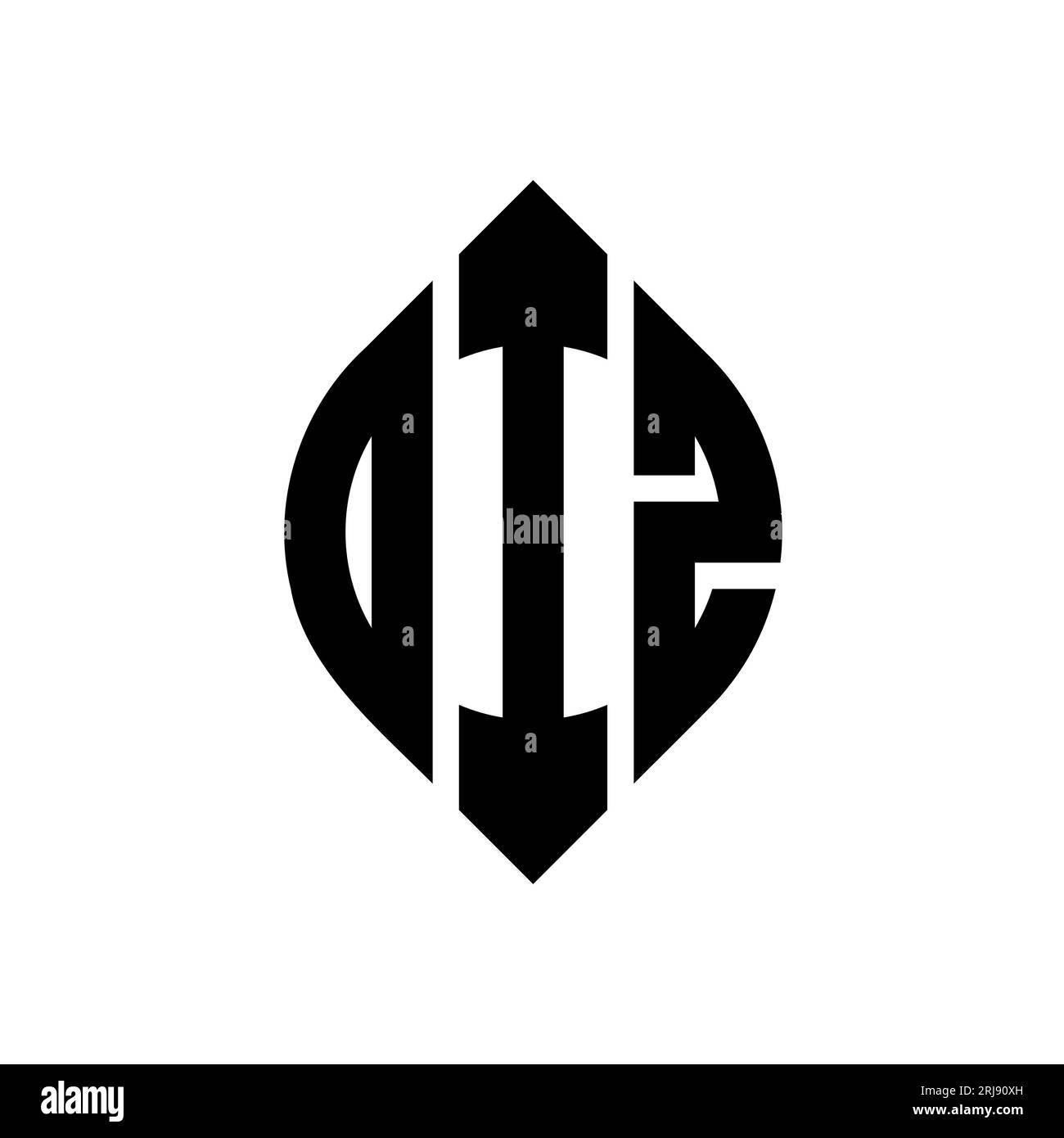 DIZ circle letter logo design with circle and ellipse shape. DIZ ...