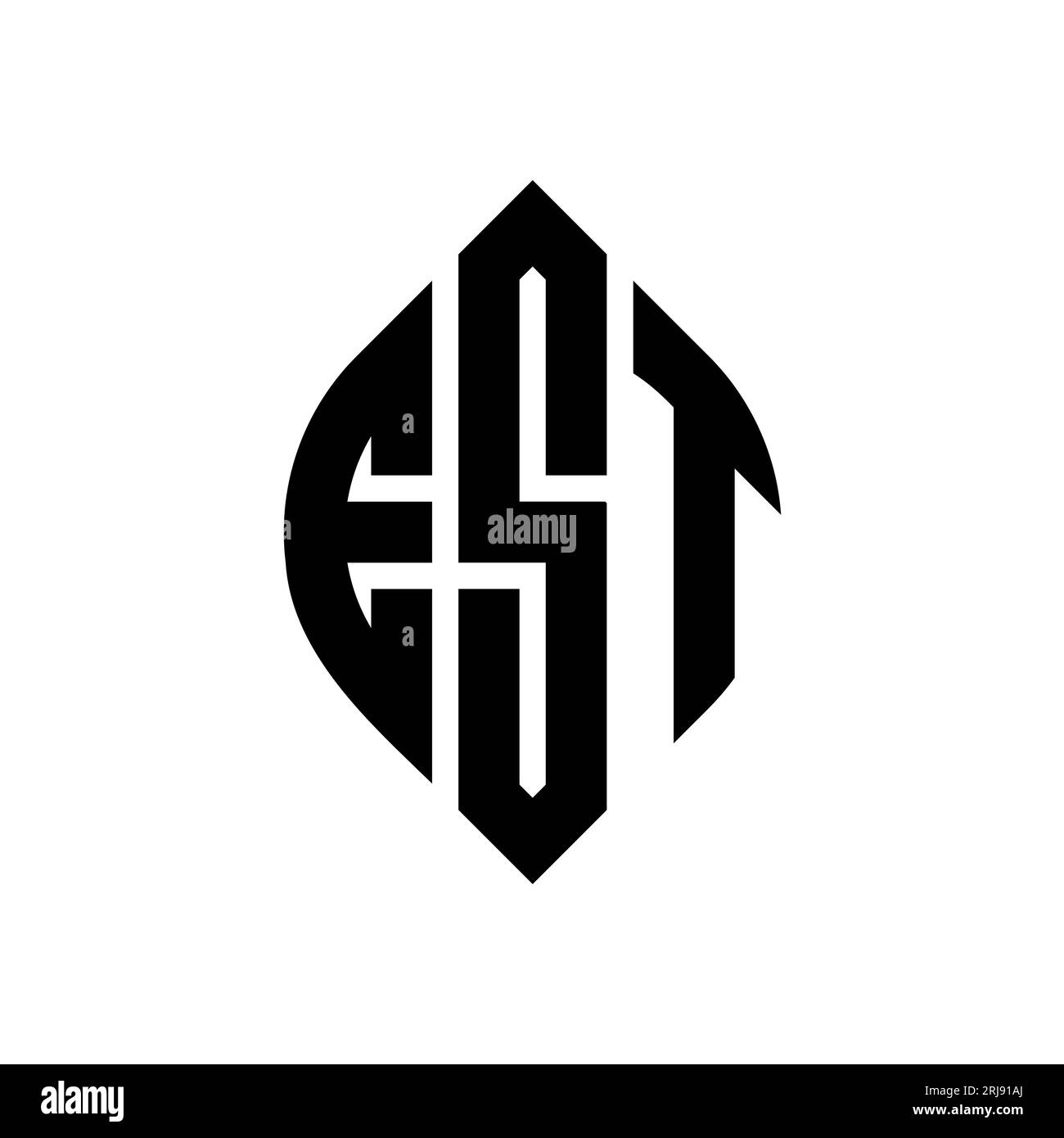 EST circle letter logo design with circle and ellipse shape. EST ...