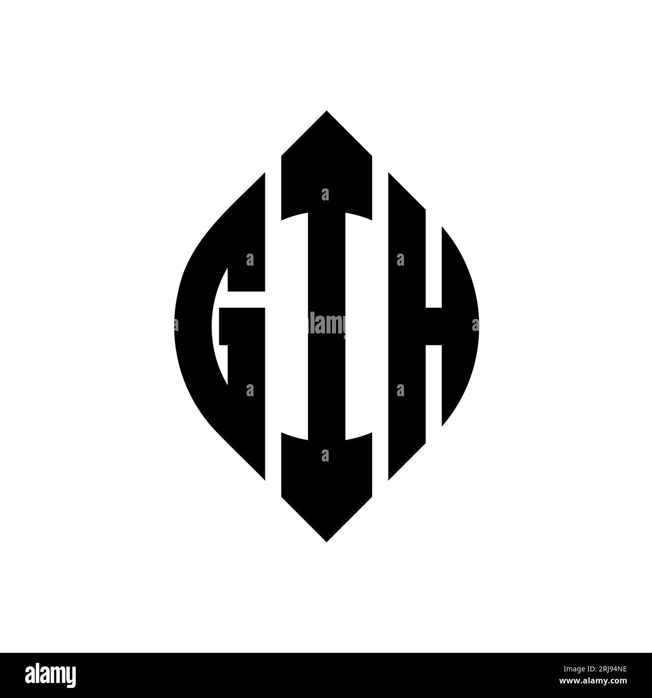 GIH circle letter logo design with circle and ellipse shape. GIH ...