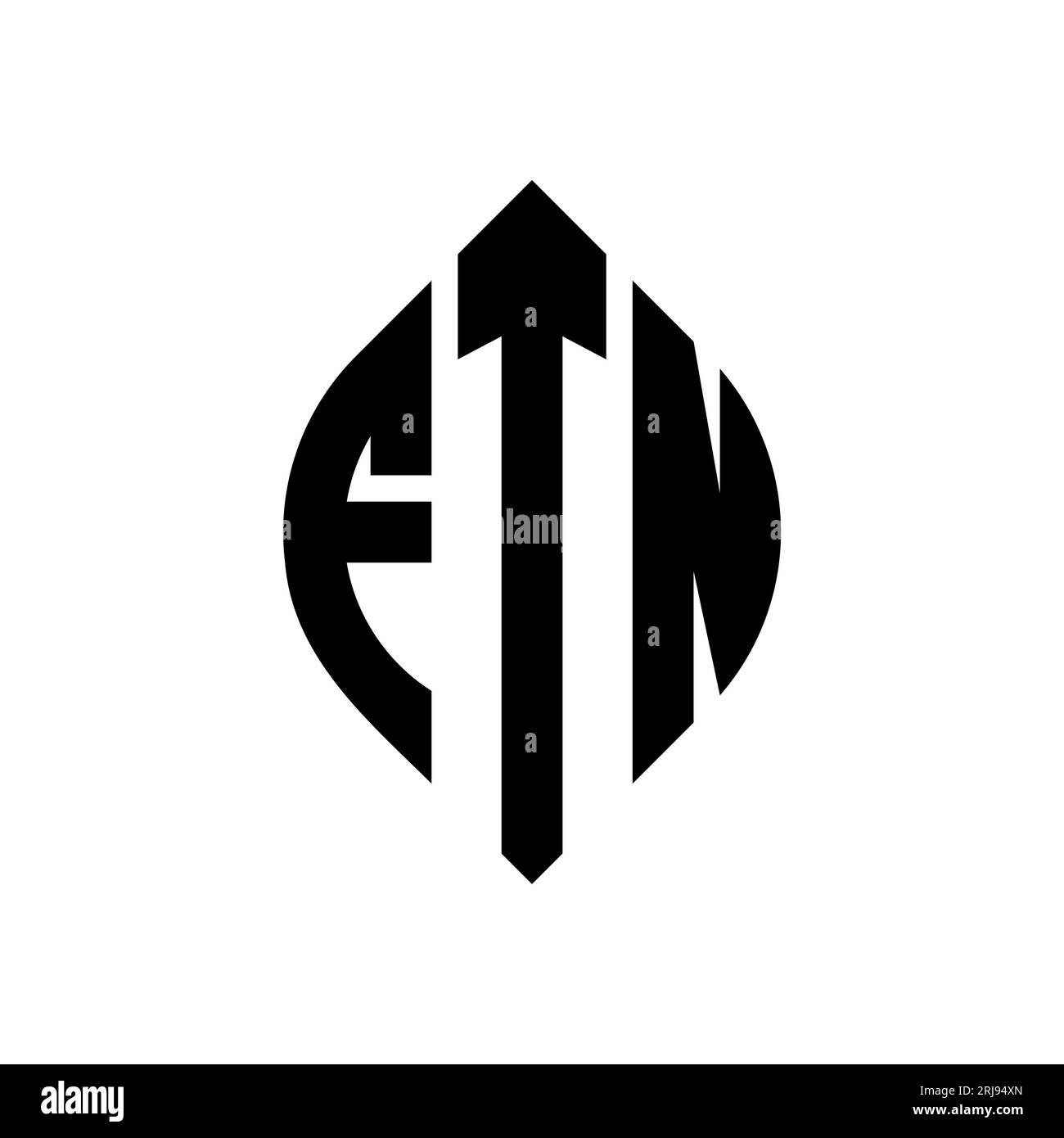 FTN circle letter logo design with circle and ellipse shape. FTN ellipse letters with ...