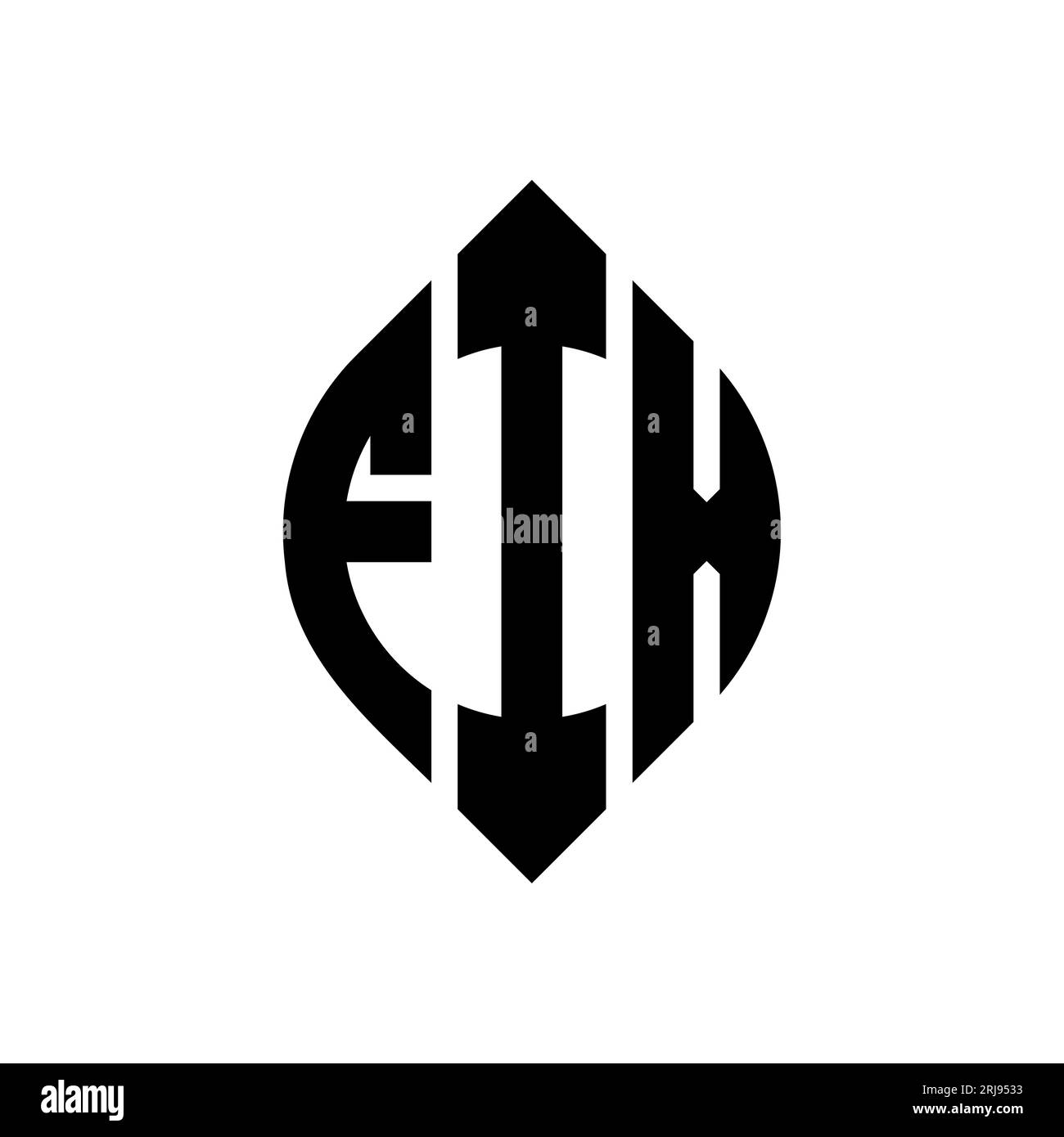 FIX circle letter logo design with circle and ellipse shape. FIX ...