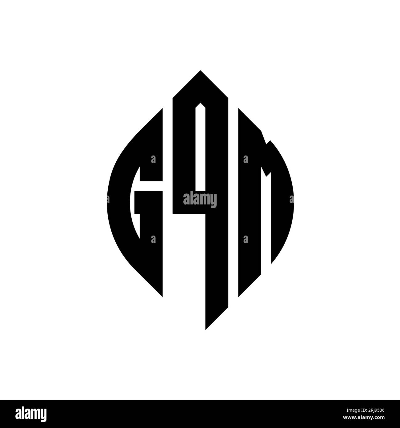GQM circle letter logo design with circle and ellipse shape. GQM ...