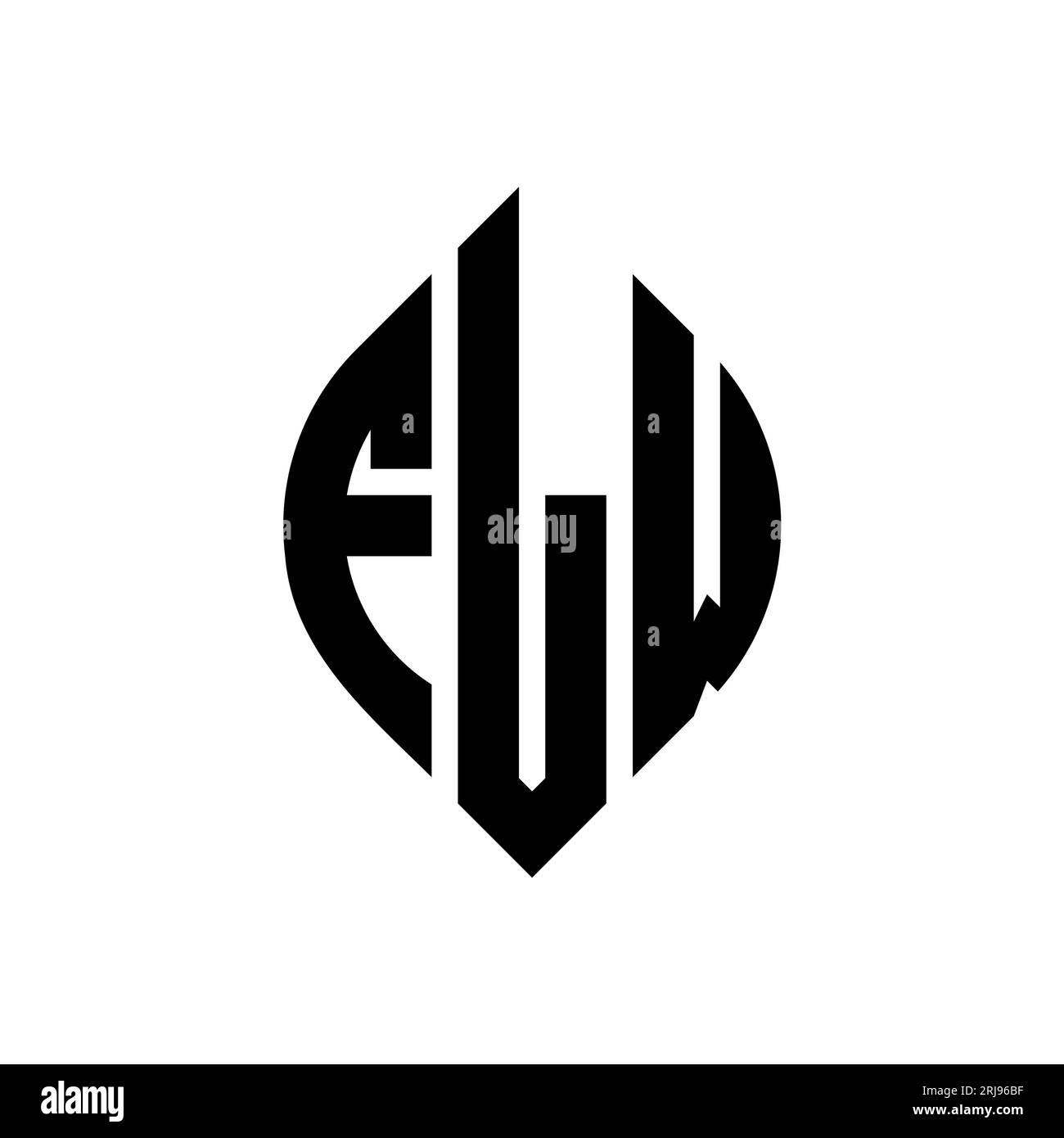 FLW circle letter logo design with circle and ellipse shape. FLW ...