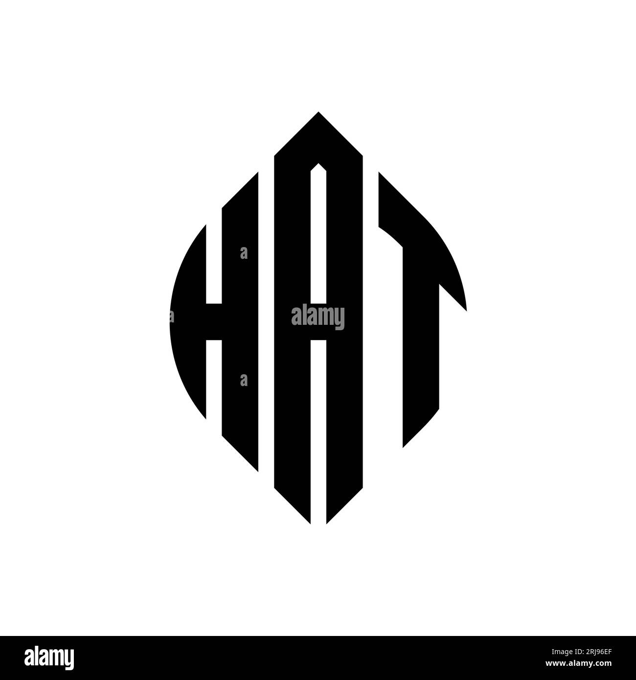 HAT circle letter logo design with circle and ellipse shape. HAT ...