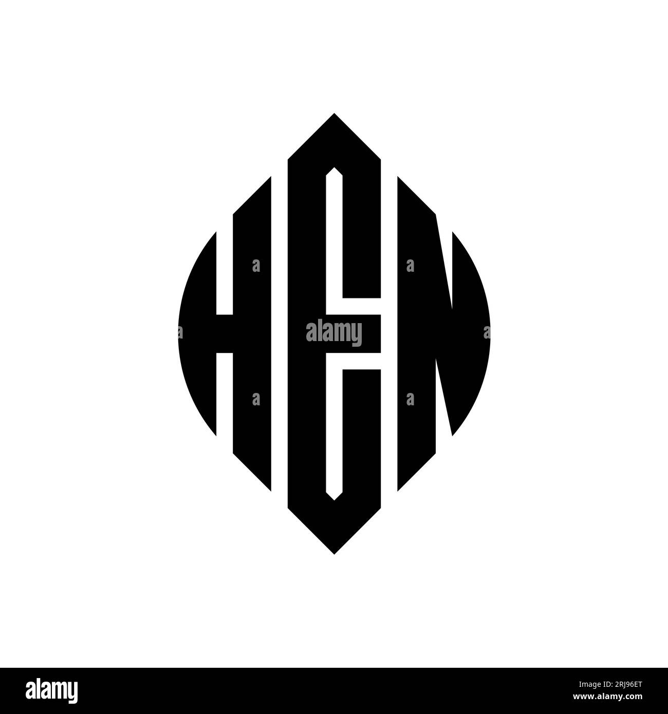 HEN circle letter logo design with circle and ellipse shape. HEN ...