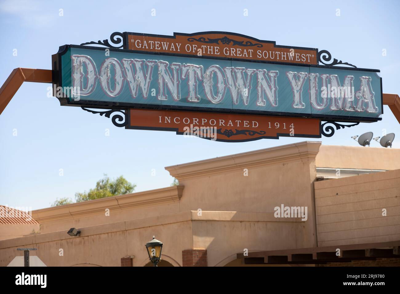 Yuma, Arizona, USA - May 27, 2022: Afternoon sun shines on the historic ...