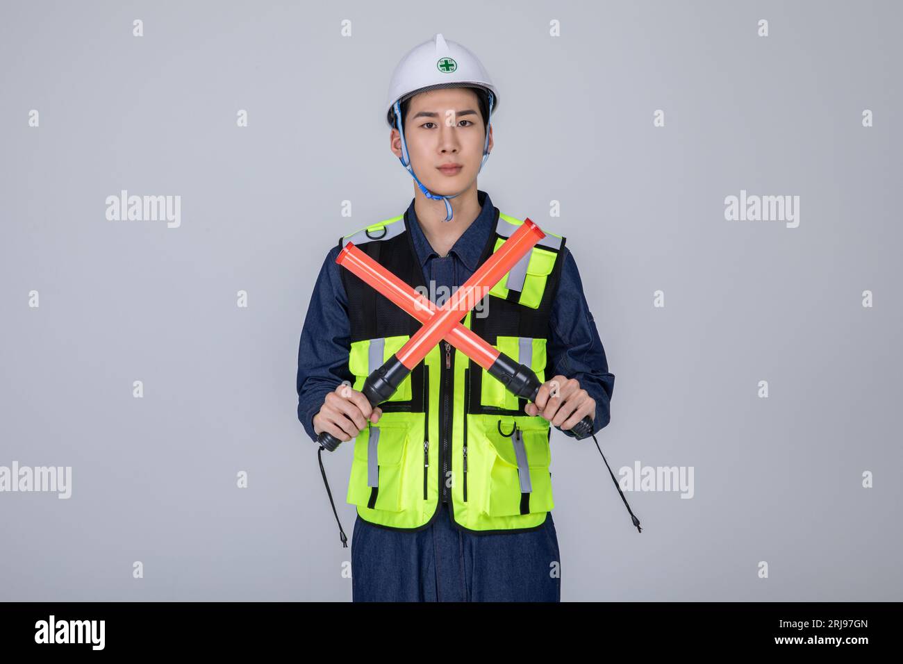 millennials and gen z, korean asian young man, site staff pointing ...