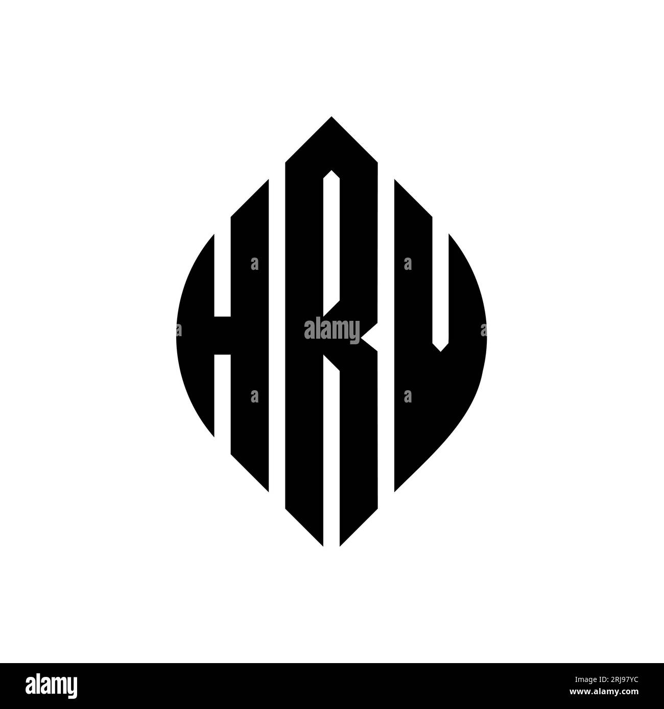 HRV circle letter logo design with circle and ellipse shape. HRV ...