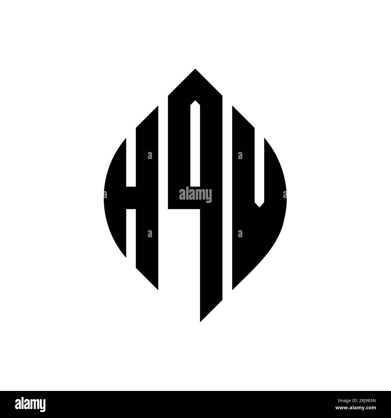 HQV circle letter logo design with circle and ellipse shape. HQV ...