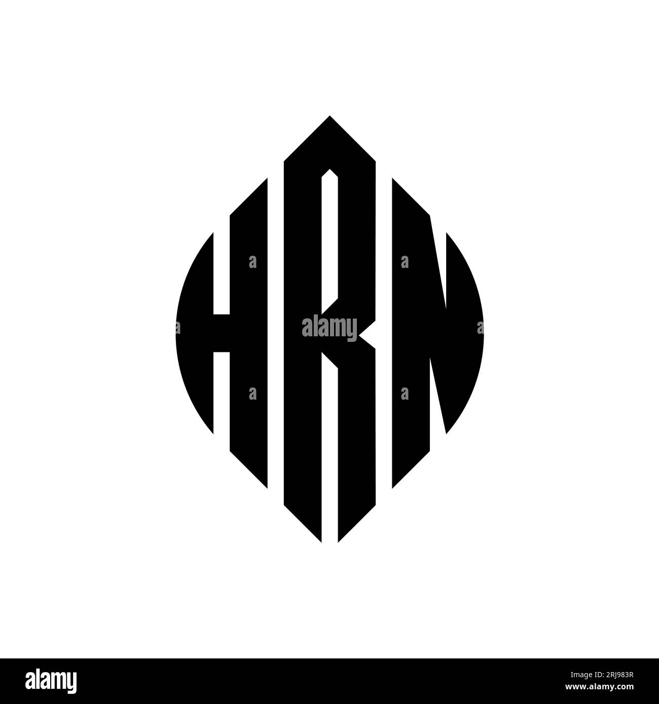 HRN circle letter logo design with circle and ellipse shape. HRN ...