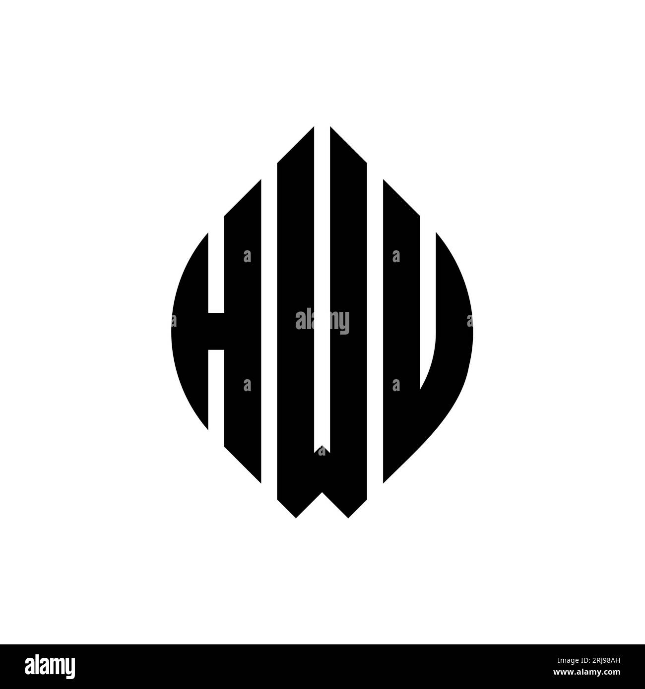 HWU circle letter logo design with circle and ellipse shape. HWU ...