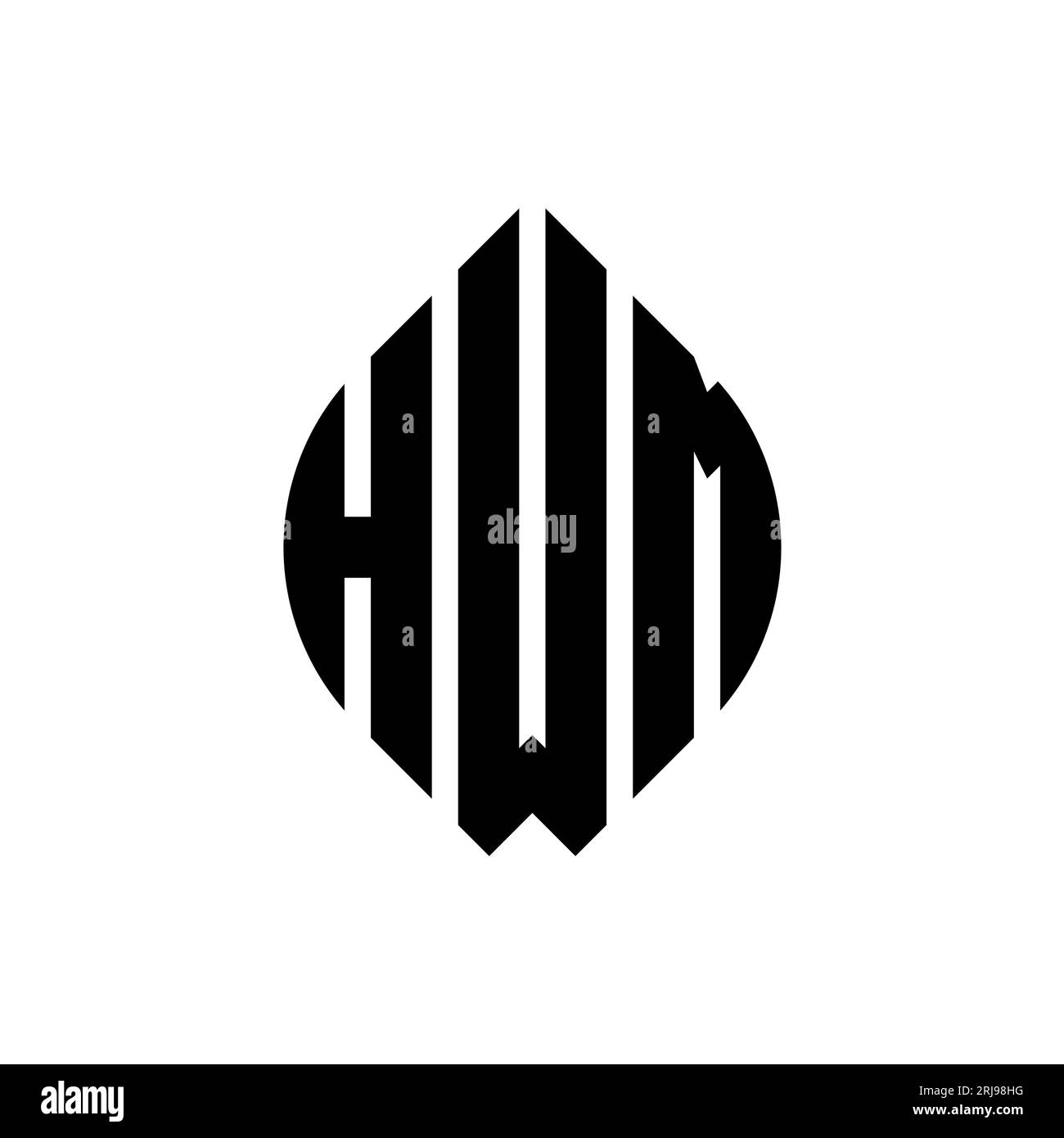 HWM circle letter logo design with circle and ellipse shape. HWM ...