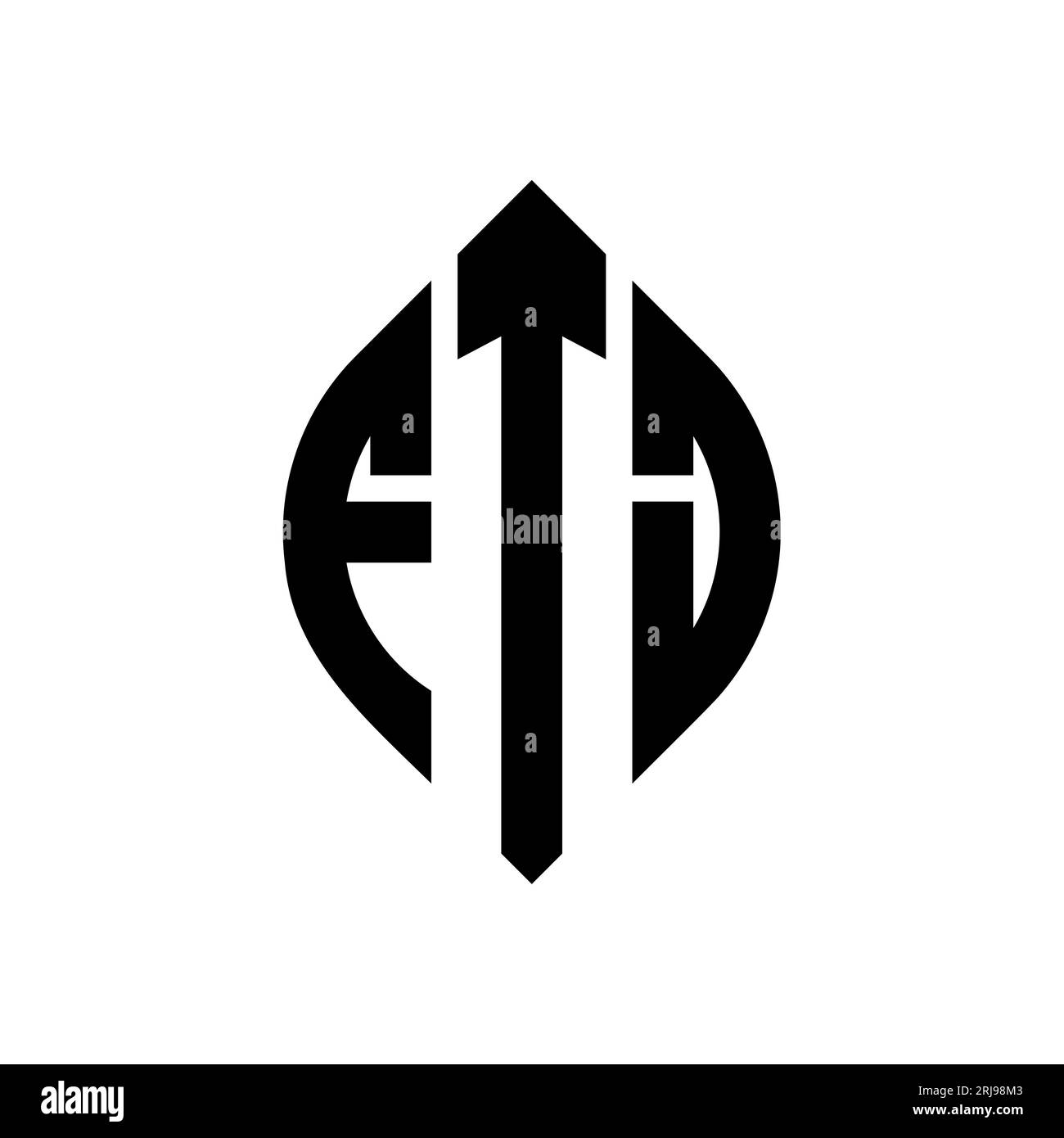 FTJ circle letter logo design with circle and ellipse shape. FTJ ellipse letters with ...
