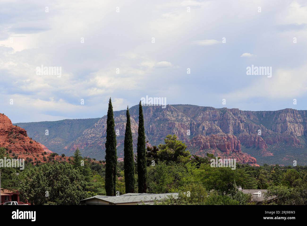 View over the town and mountains from Amitabha peace park in Sedona ...