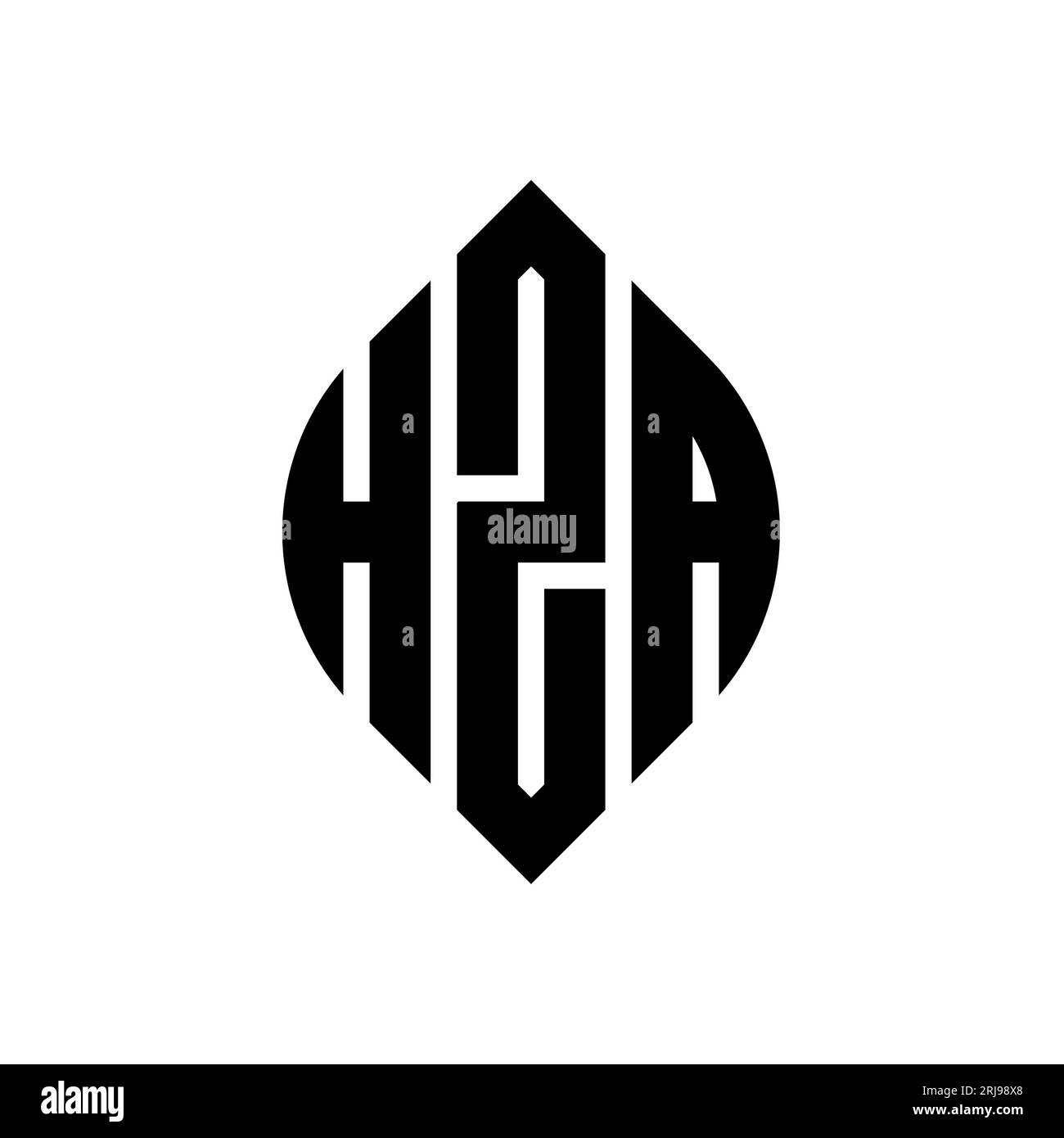 HZA circle letter logo design with circle and ellipse shape. HZA ellipse letters with ...