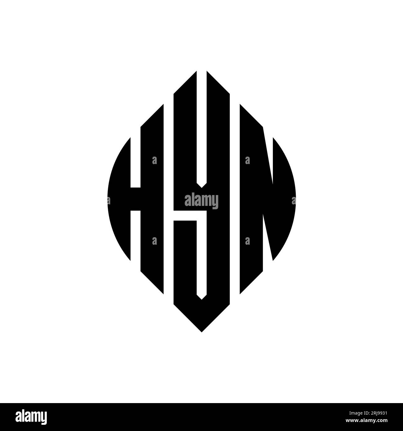 HYN circle letter logo design with circle and ellipse shape. HYN ...
