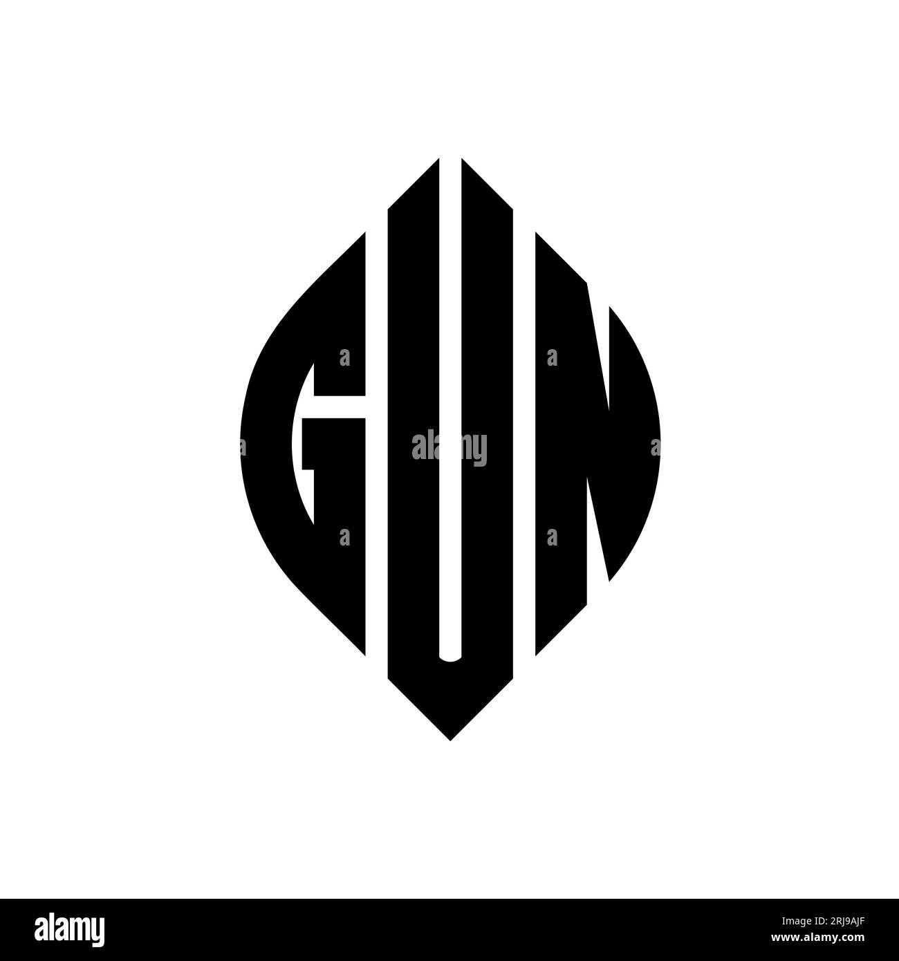 GUN circle letter logo design with circle and ellipse shape. GUN ellipse letters with ...