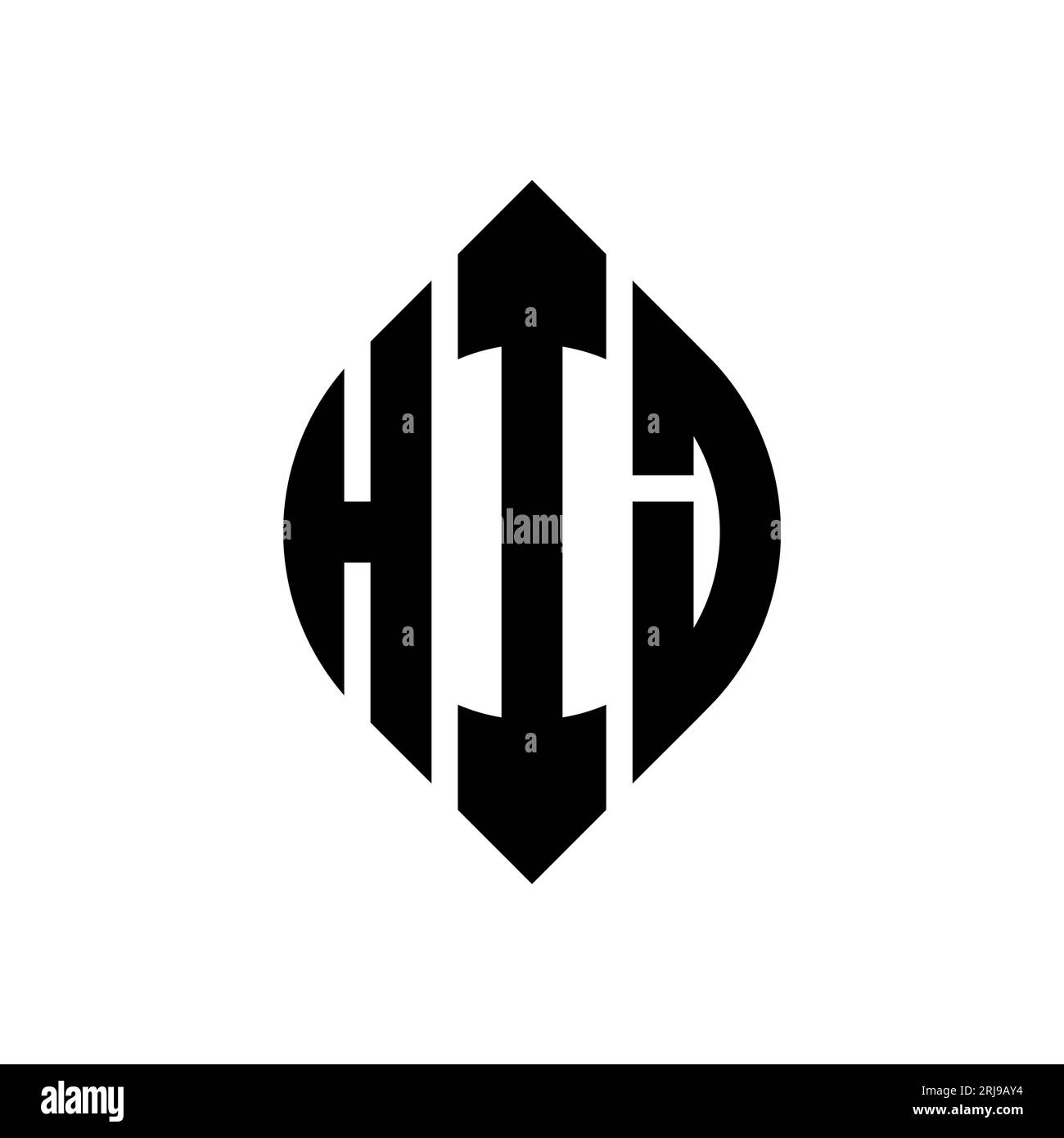 HIJ circle letter logo design with circle and ellipse shape. HIJ ...