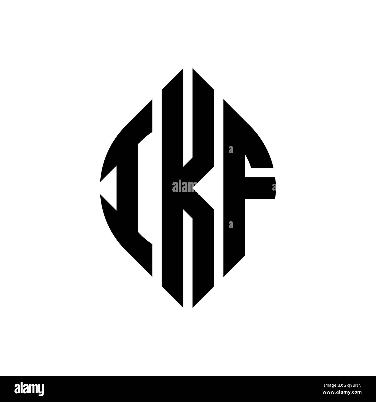 IKF circle letter logo design with circle and ellipse shape. IKF ...