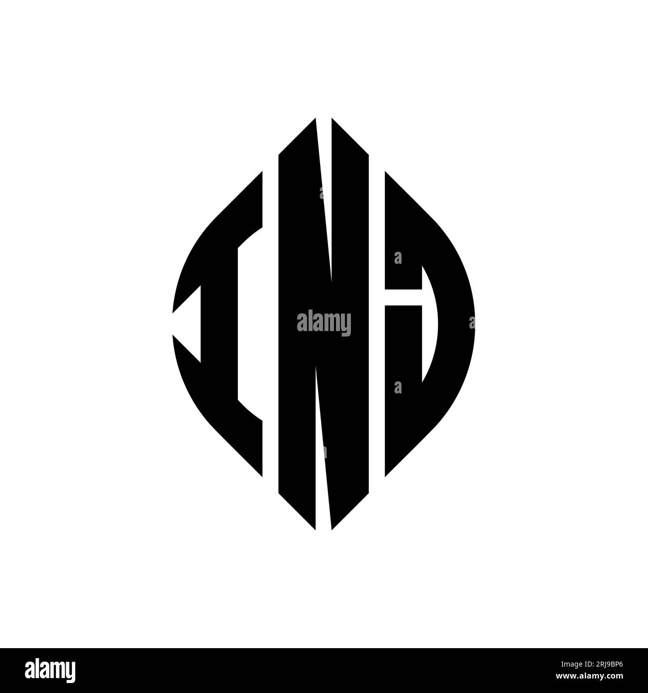 INJ circle letter logo design with circle and ellipse shape. INJ ...