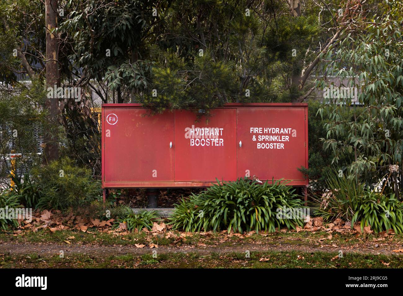 Fire hydrant and sprinkler booster cabinets are situated within a ...