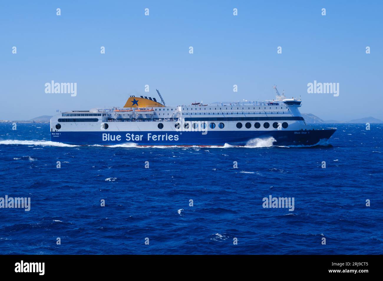 Cyclades, GR - 30 July 2023: Ferry boat in the Cyclades on the Aegean ...