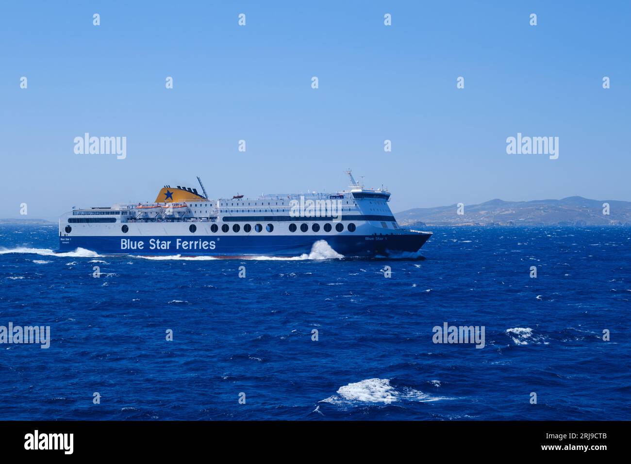 Cyclades, GR - 30 July 2023: Ferry boat in the Cyclades on the Aegean ...
