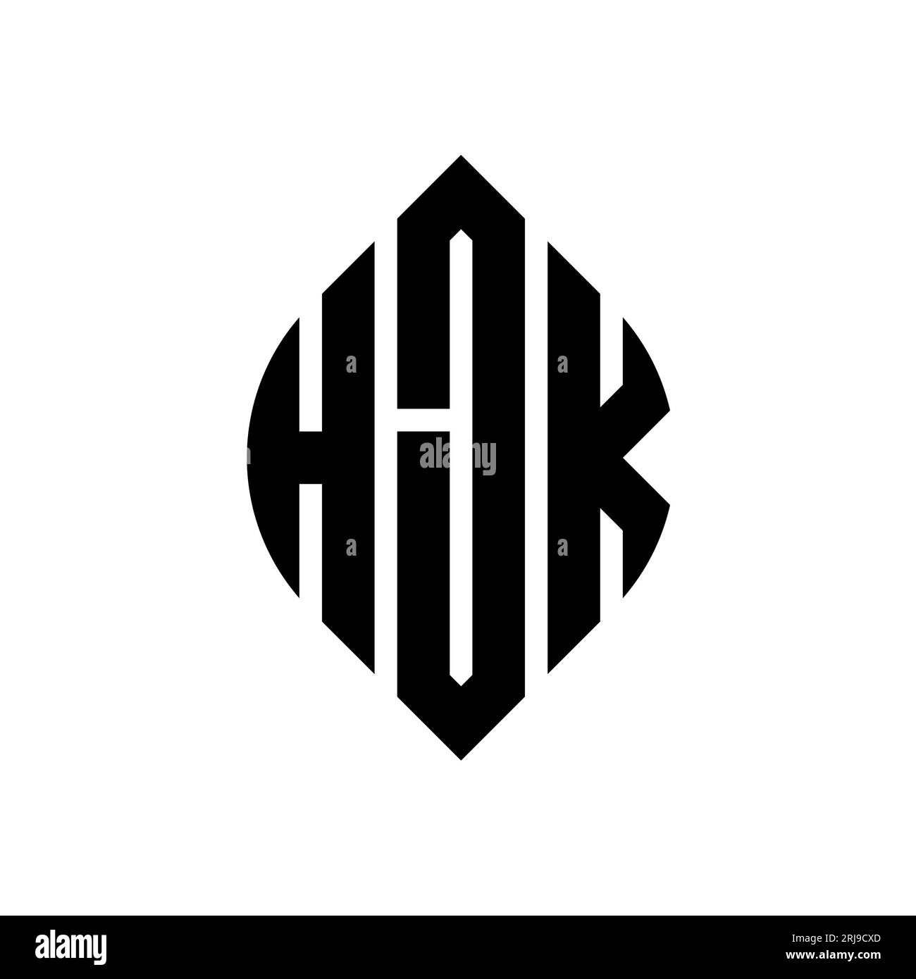 HJK circle letter logo design with circle and ellipse shape. HJK ...
