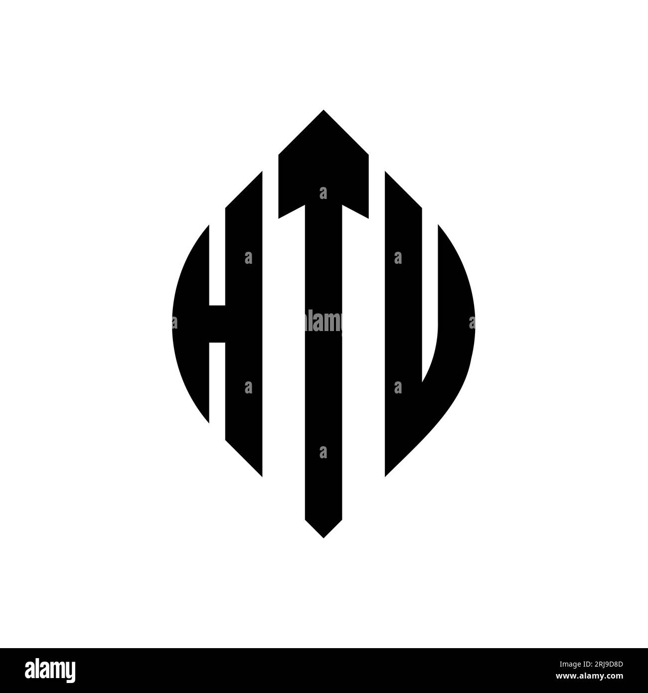 HTU circle letter logo design with circle and ellipse shape. HTU ...