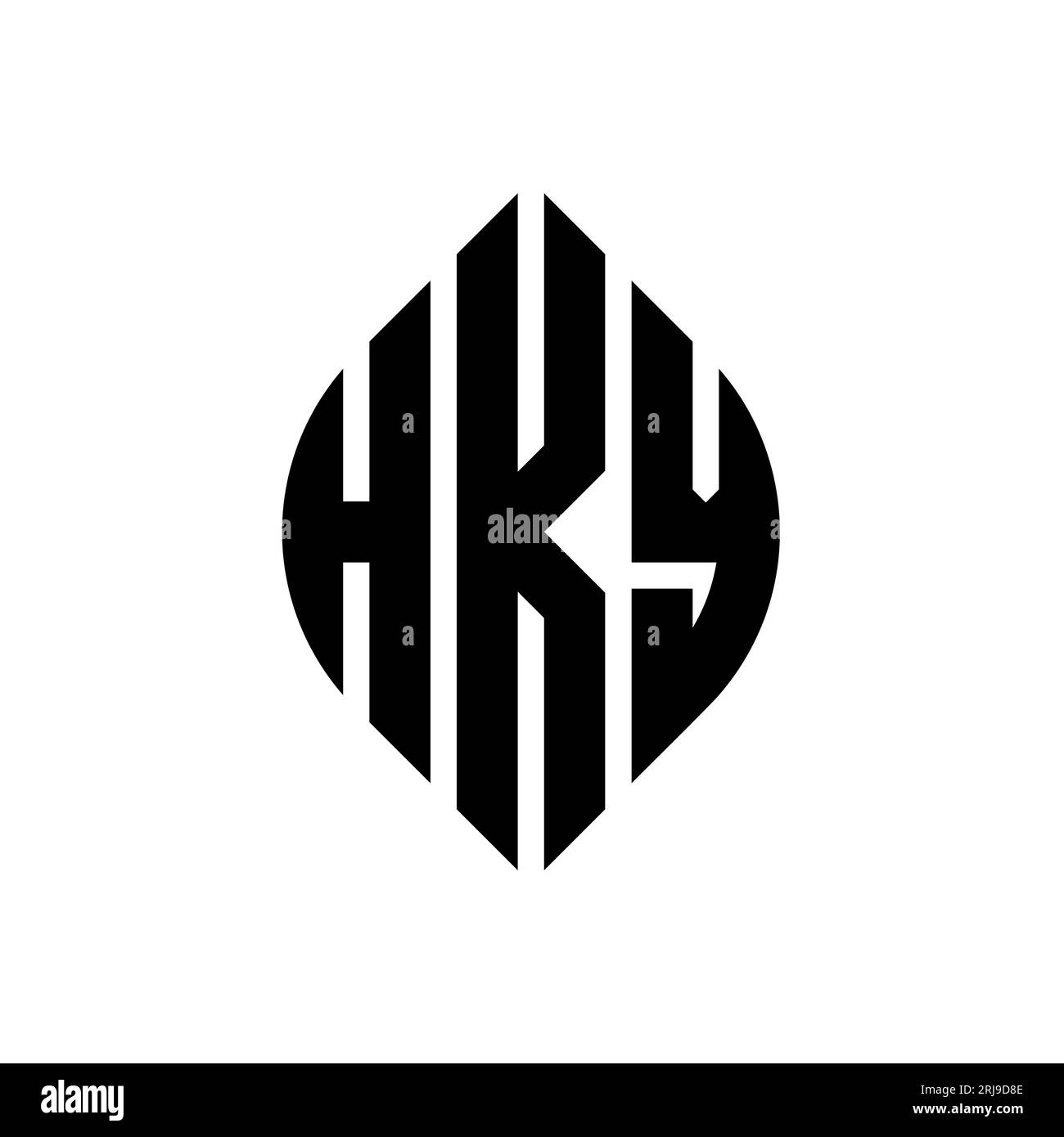 HKY circle letter logo design with circle and ellipse shape. HKY ...