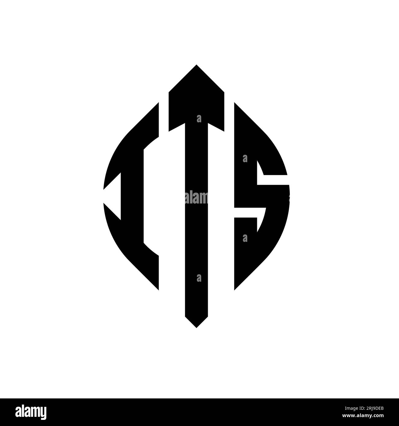 ITS circle letter logo design with circle and ellipse shape. ITS ...