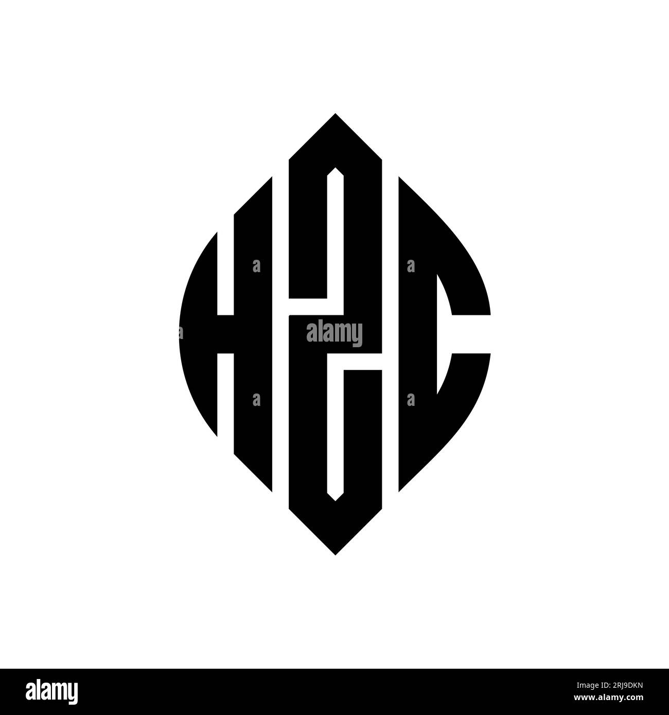 HZC circle letter logo design with circle and ellipse shape. HZC ...