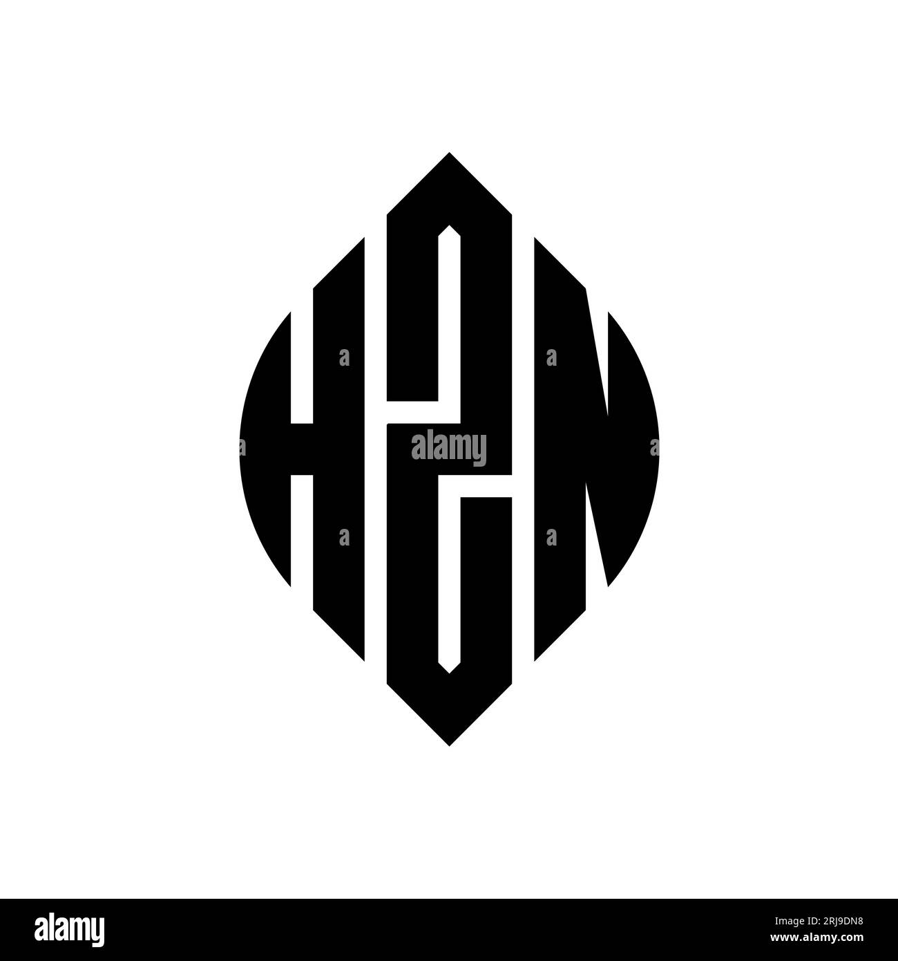 HZN circle letter logo design with circle and ellipse shape. HZN ...