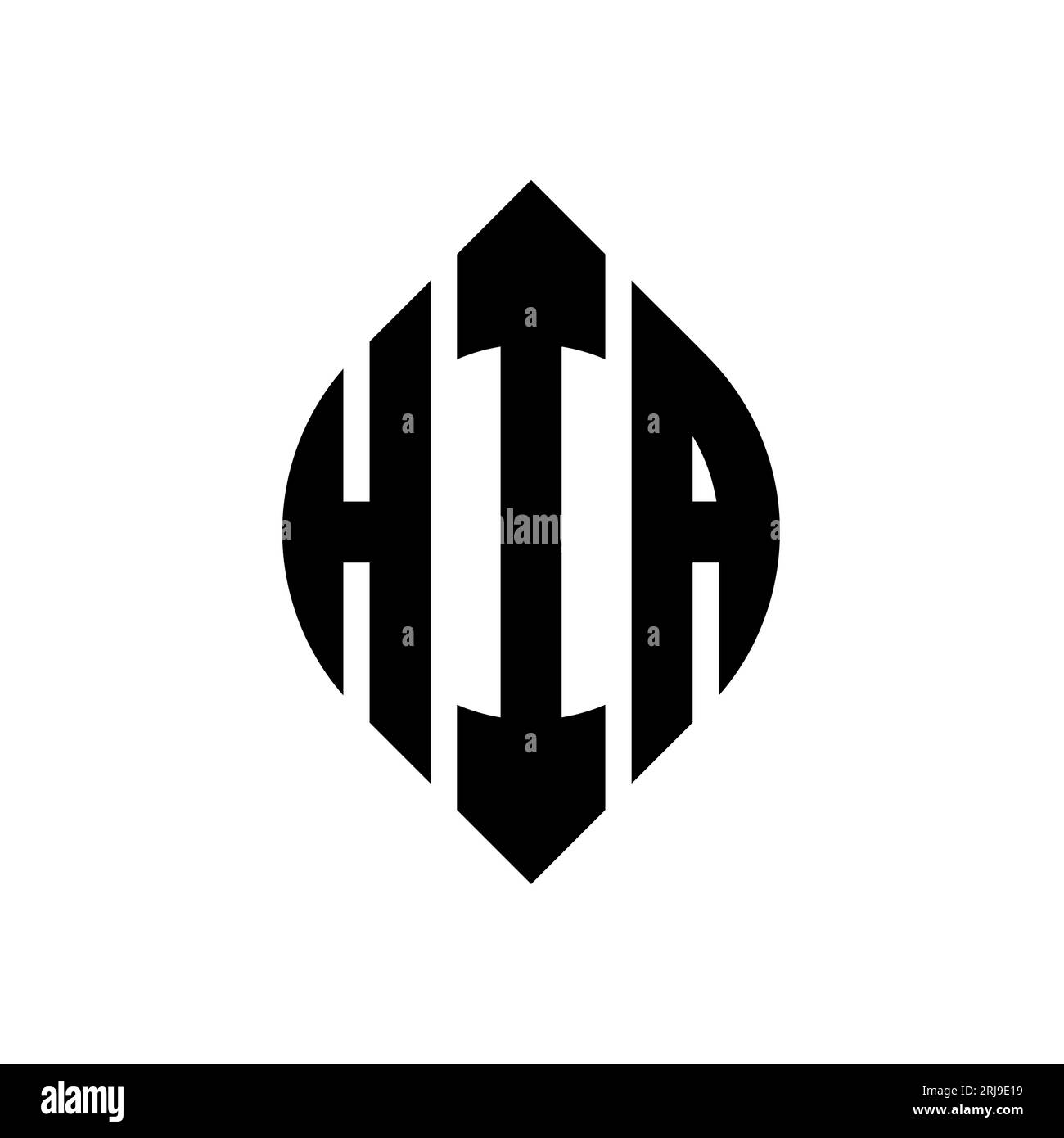 HIA circle letter logo design with circle and ellipse shape. HIA ...