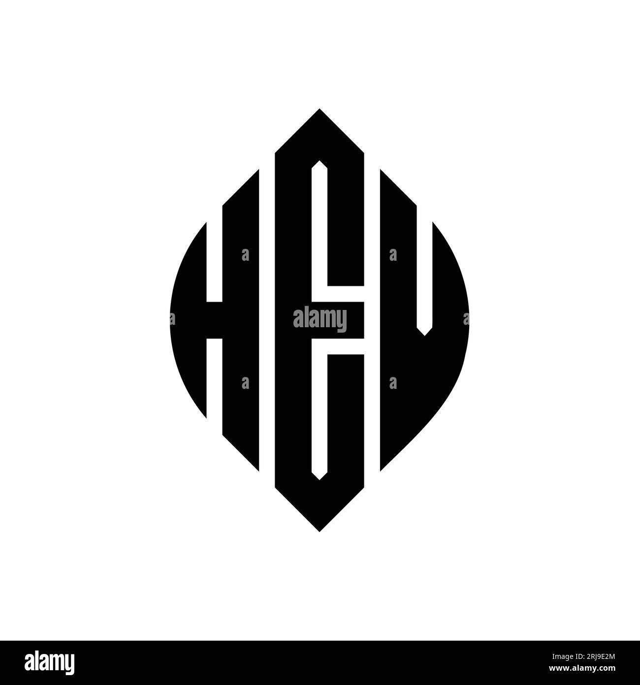 HEV circle letter logo design with circle and ellipse shape. HEV ...